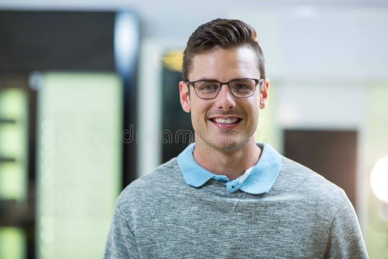Smiling Customer in Optical Store Stock Photo - Image of optometry ...