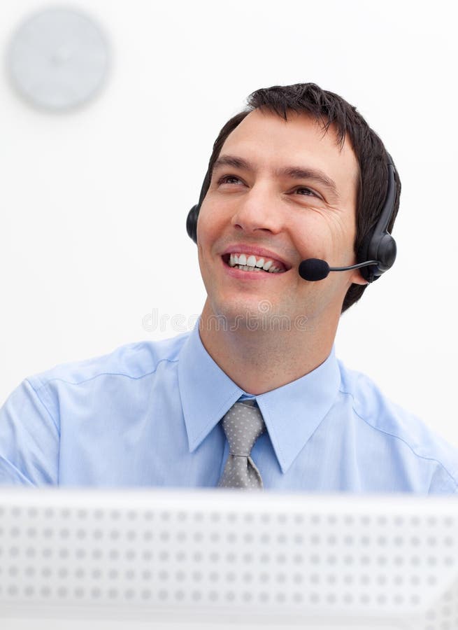 Smiling Customer Service Agent with Headset on Stock Photo - Image of ...