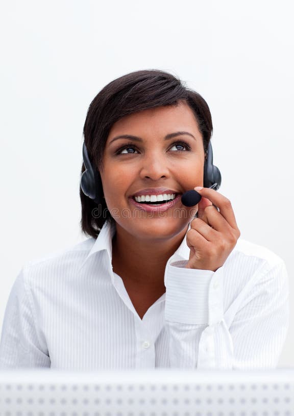 Smiling Customer Service Agent with Headset on Stock Image - Image of ...