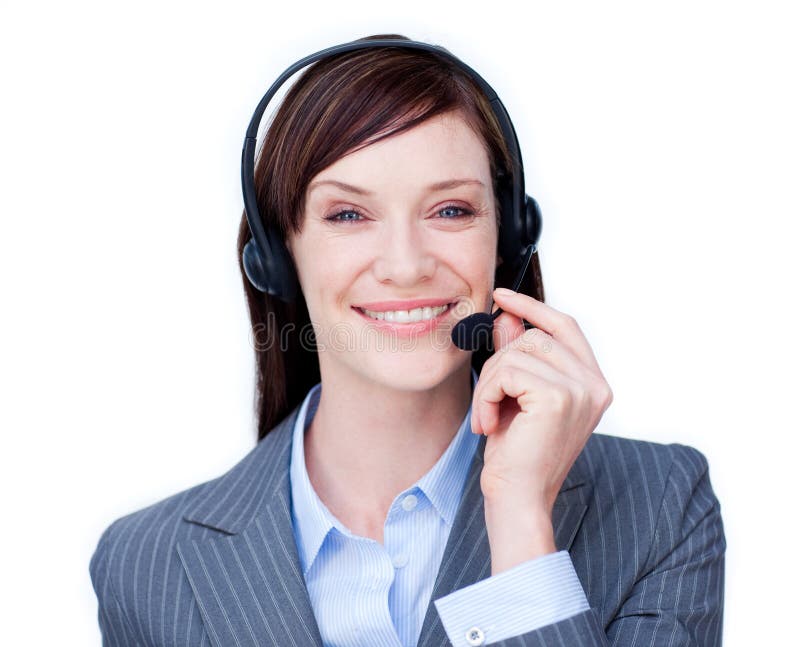 Smiling Customer Service Agent with Headset on Stock Photo - Image of ...
