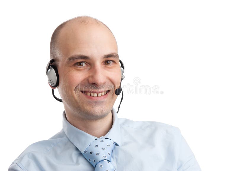 Smiling Customer Service Operator, Isolated Stock Photo - Image of ...