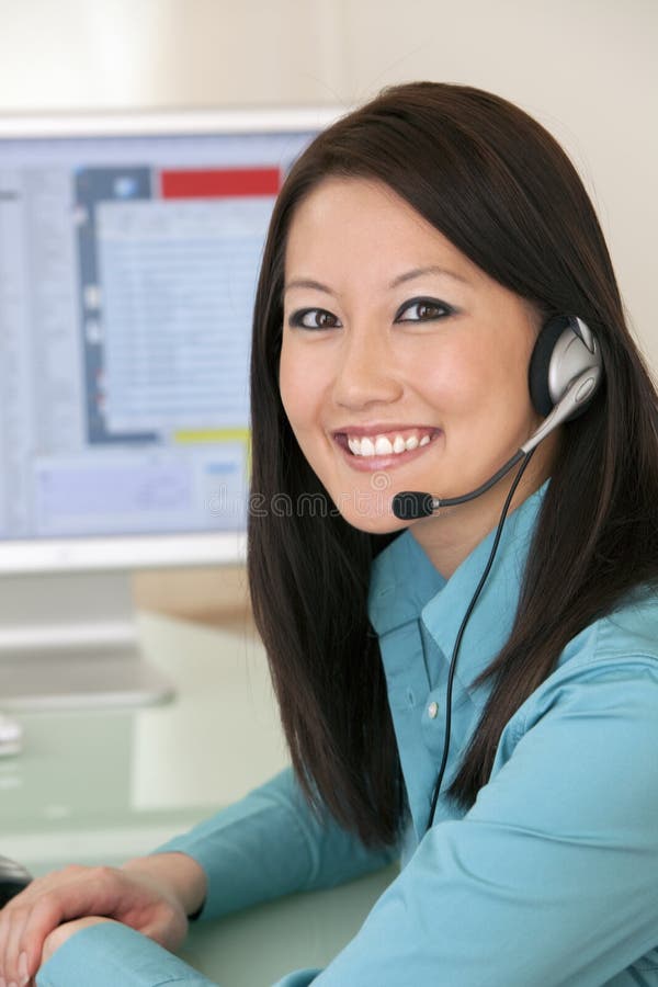 Smiling Customer Service Rep Stock Photo - Image of looking, foreground ...