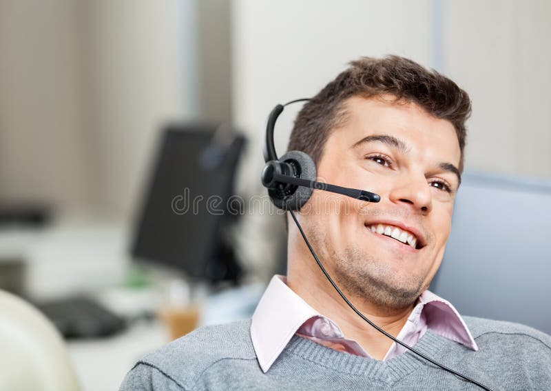 Smiling Customer Service Representative Wearing Stock Image - Image of ...