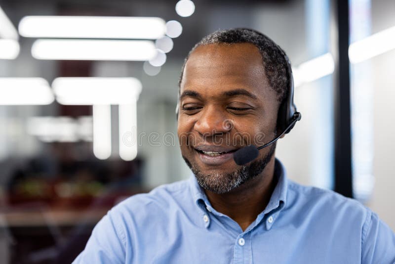 Smiling Customer Service Representative Wearing a Headset during a ...