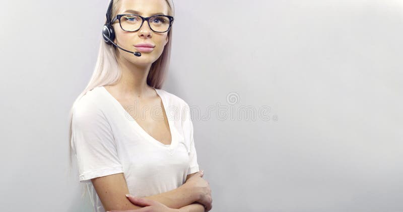 Smiling Customer Service or Support Representative with Headset Stock ...