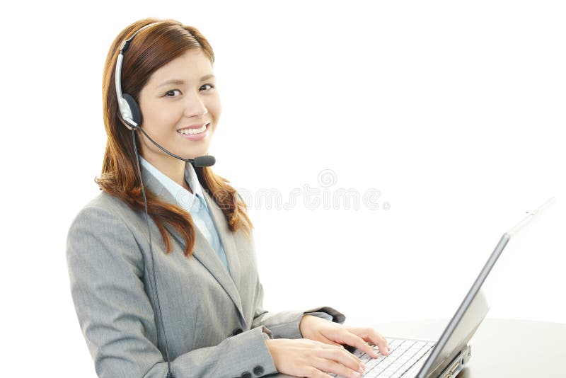 Smiling Customer Services Operator Stock Image - Image of help, beauty ...