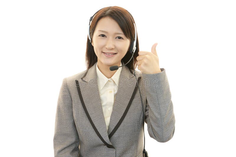 Smiling Customer Services Operator Stock Photo - Image of desk, female ...