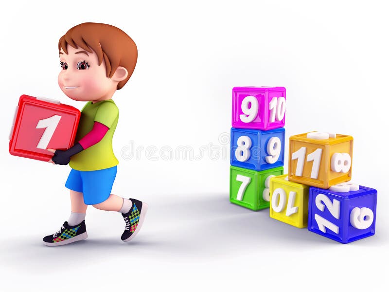 Boy Stacking 2012 Number Blocks Stock Illustration - Illustration of ...