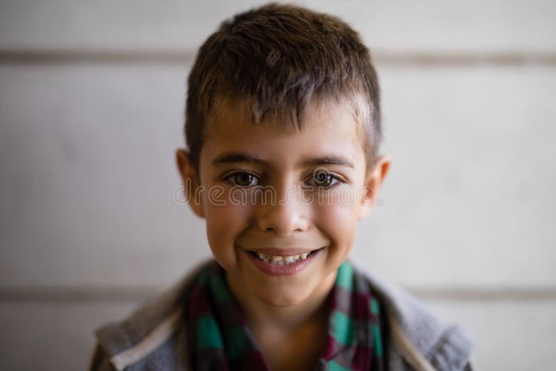 Smiling Cute Boy Looking at Camera Stock Image - Image of cheerful ...