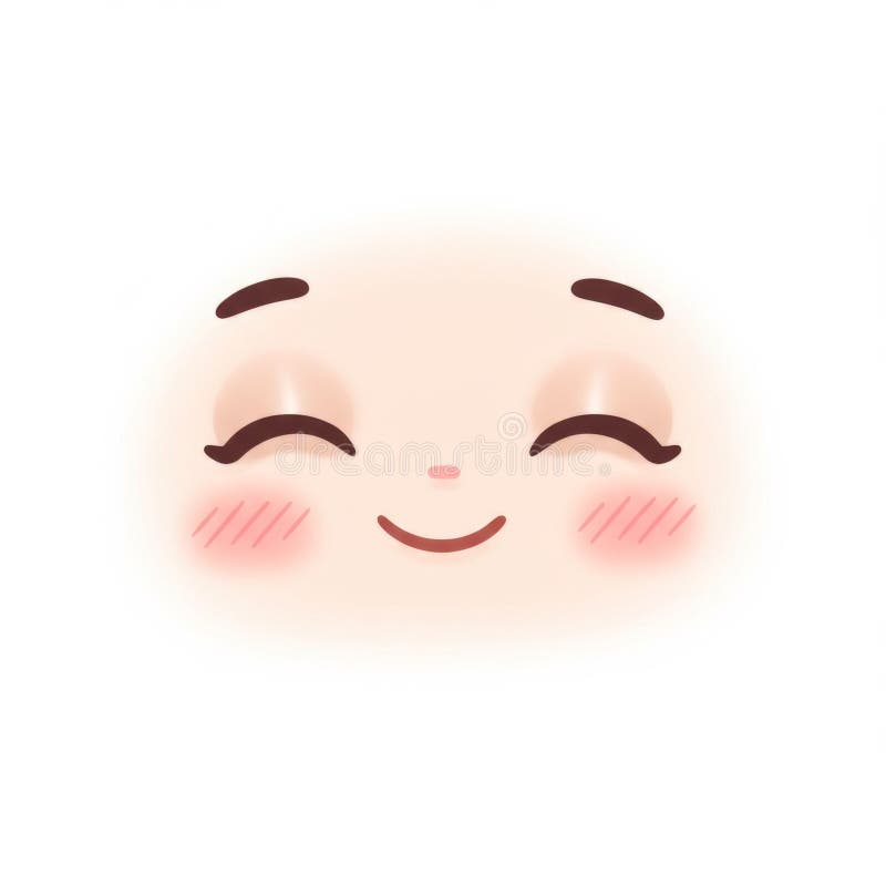 Smiling Cute Cartoon Face with Pink Cheeks Stock Illustration ...