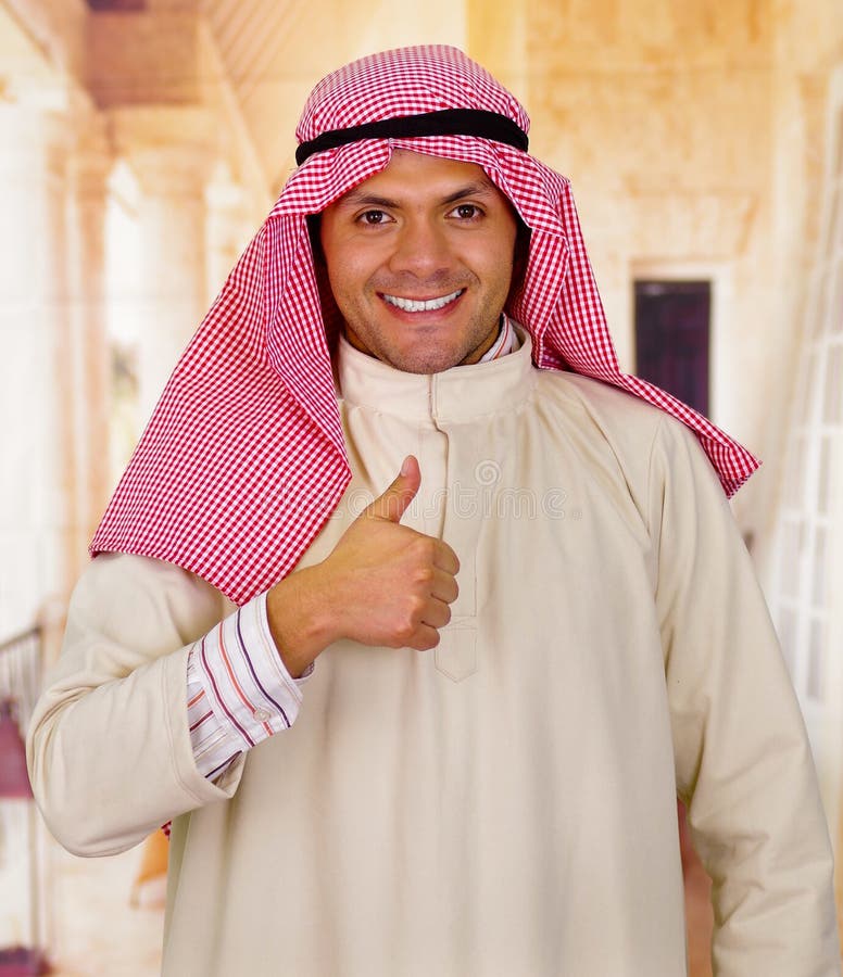 Smiling Cute Young Arabian Man Posing Happy Stock Photo - Image of ...