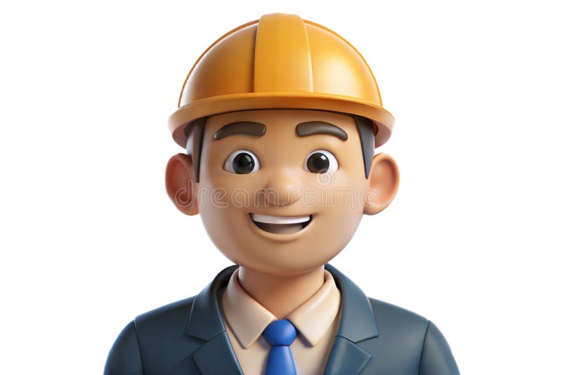 Smiling 3D Cartoon Engineer Stock Illustration - Illustration of ...