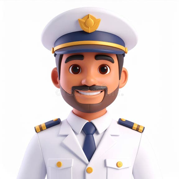 Smiling 3D Rendered Captain Portrait Stock Illustration - Illustration ...