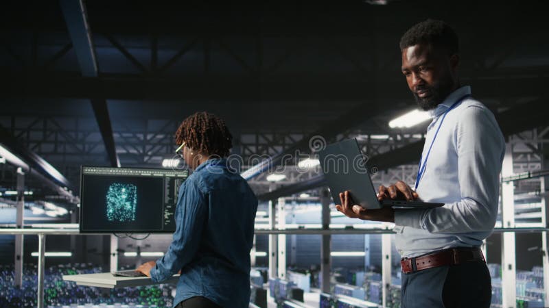 Smiling Data Center Engineering Team on Industrial Platform Stock ...