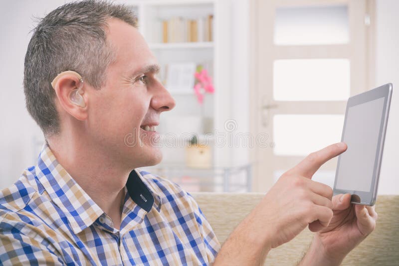 Deaf Man Using Sign Language Tablet Stock Photos - Free & Royalty-Free ...