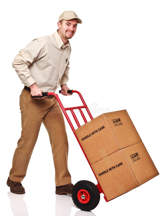 Smiling delivery man stock photo. Image of mail, shipping - 17906144