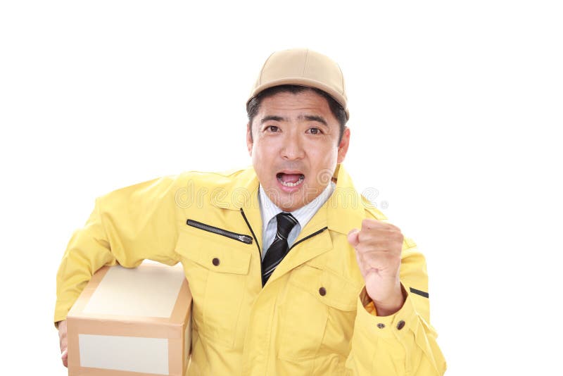 Smiling delivery man stock photo. Image of facial, delivery - 59125124
