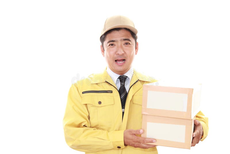Smiling delivery man stock image. Image of healthy, home - 59389973