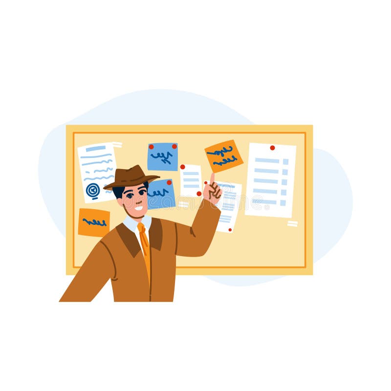 Smiling Detective Analyzing Clues Stock Illustrations – 2 Smiling ...