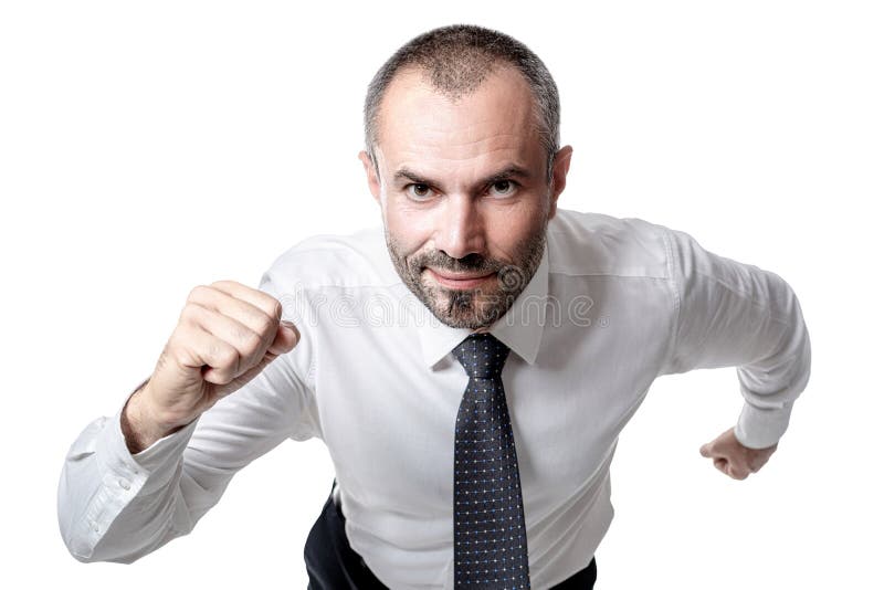 Smiling and Determined Businessman Running Stock Image - Image of ...