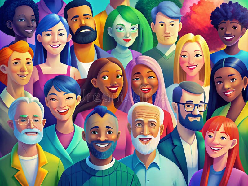 Smiling Diverse Group of People Stock Illustration - Illustration of ...
