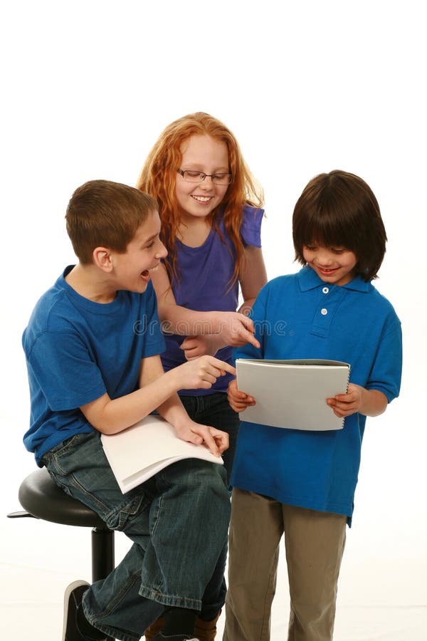 Smiling Diverse Kids Reading Stock Image - Image of closeup, girl: 30475111
