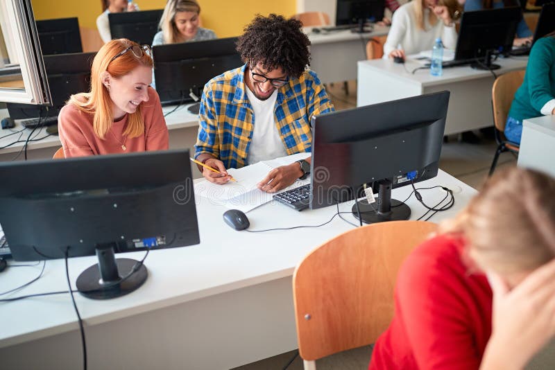 Smiling Diverse Students in an Exam in a Classroom Stock Image - Image ... Smiling Diverse Students in an Exam in a Classroom Stock Image - Image ...
