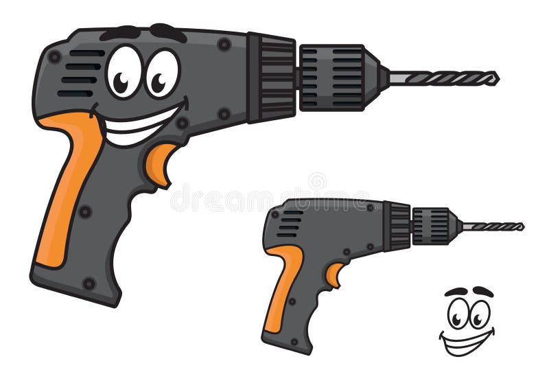Cartoon power drill tool stock vector. Illustration of construction ...