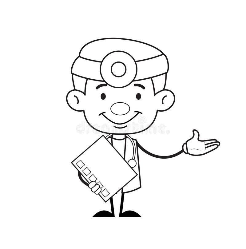 Smiling Doctor with Checklist Vector Illustration Stock Vector ...