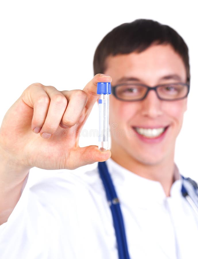 Smiling Doctor Demonstrating a Test Tube Stock Photo - Image of ...