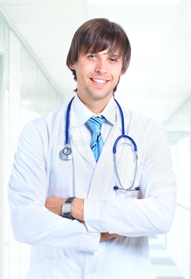 Smiling doctor at office stock photo. Image of coat, copyspace - 23057218