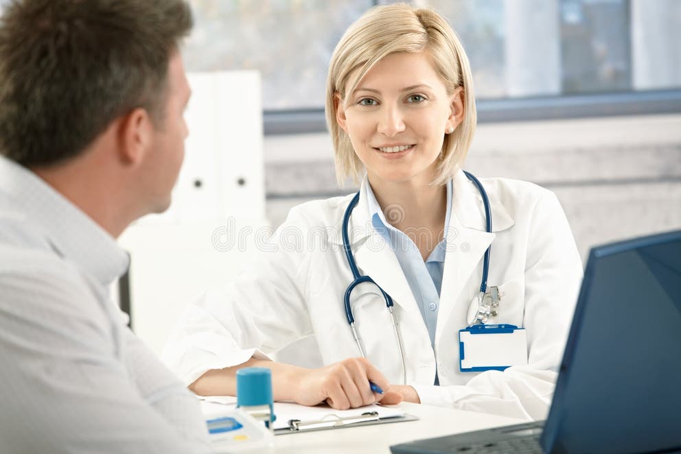 Smiling Doctor with Patient Stock Photo - Image of happiness, american ...