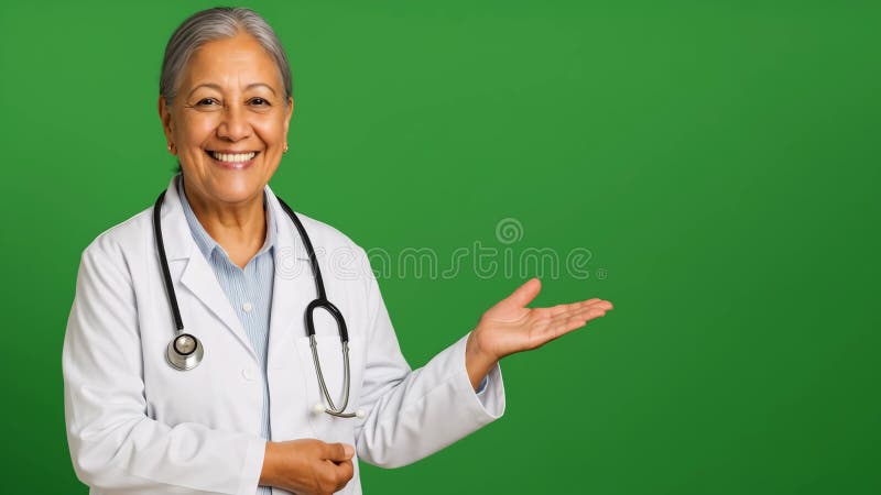 Smiling Doctor Presenting with Open Hands on Green Screen Stock Footage ...