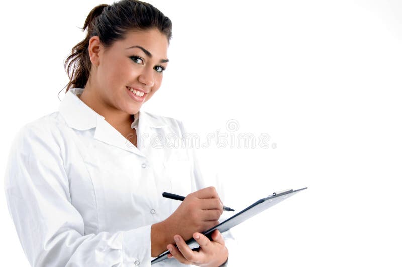 Smiling Doctor Indicating the Writing Board Stock Image - Image of ...