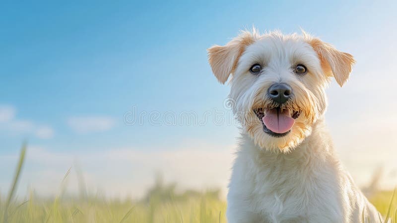 Smiling Dogs in Sunny Outdoor Fields Stock Illustration - Illustration ...