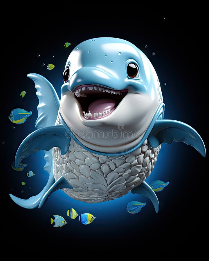 A Smiling Dolphin with a Fish in Its Mouth and a Fish in Its Mouth ...