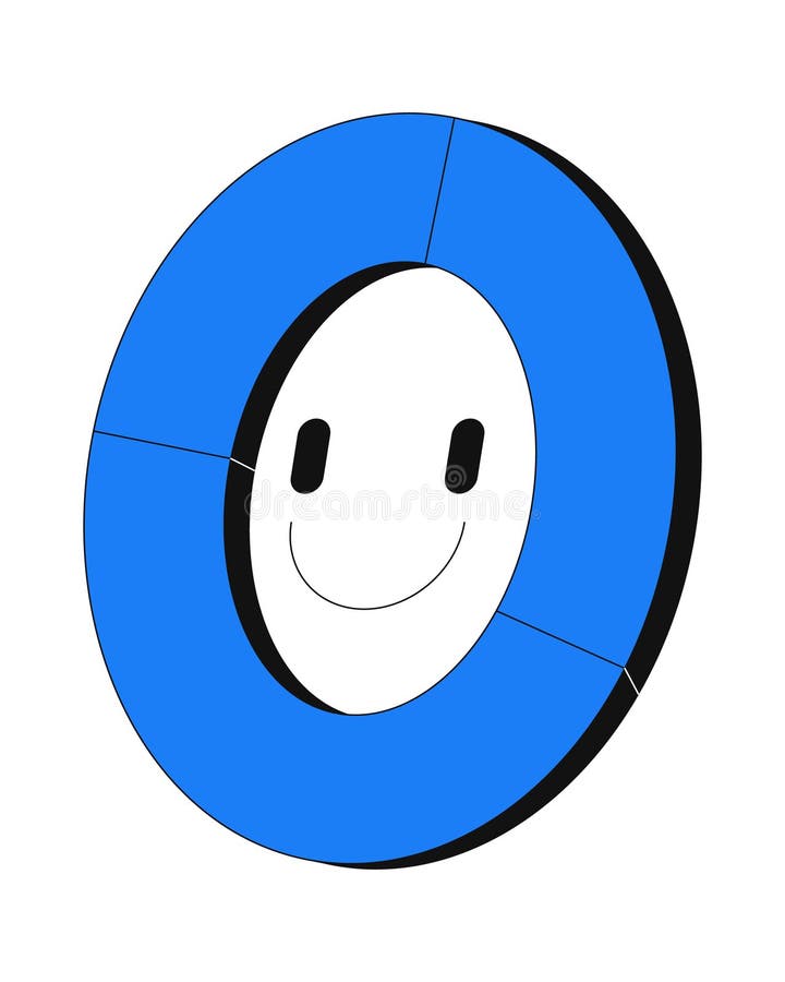 Smiling Donut Pie Chart for Analytics and Engagement 2D Cartoon Object ...
