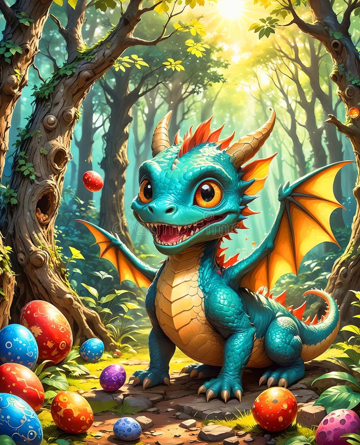 Smiling Dragon stock photo. Image of dragon, cute, forest - 331315812