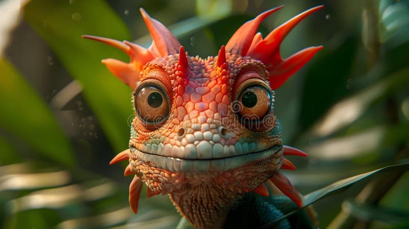 Smiling Dragon Lizard 3D Illustration Stock Illustration - Illustration ...