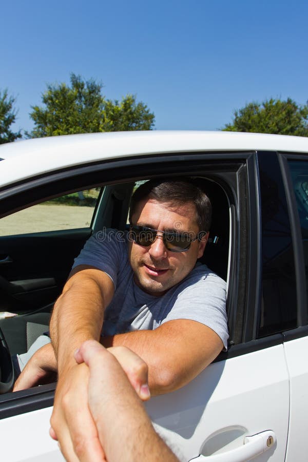 Smiling driver stock image. Image of inside, hand, vehicle - 32692679