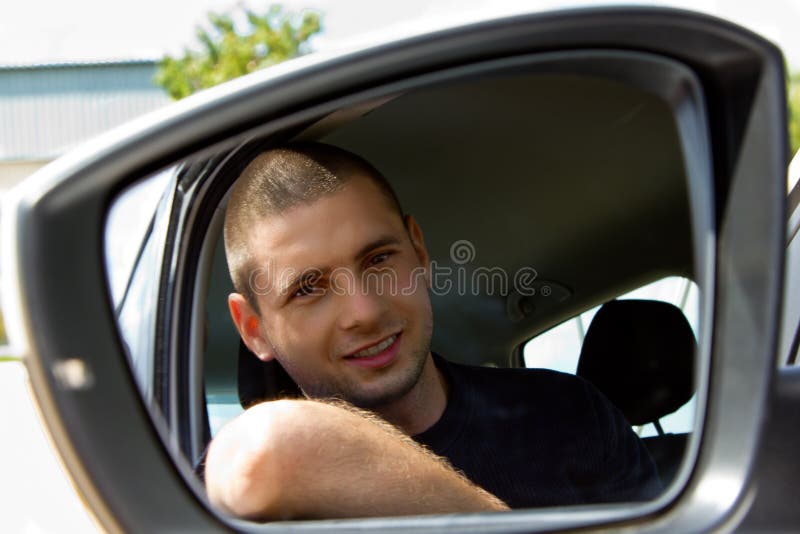 Smiling driver stock photo. Image of smile, auto, rearview - 32692688