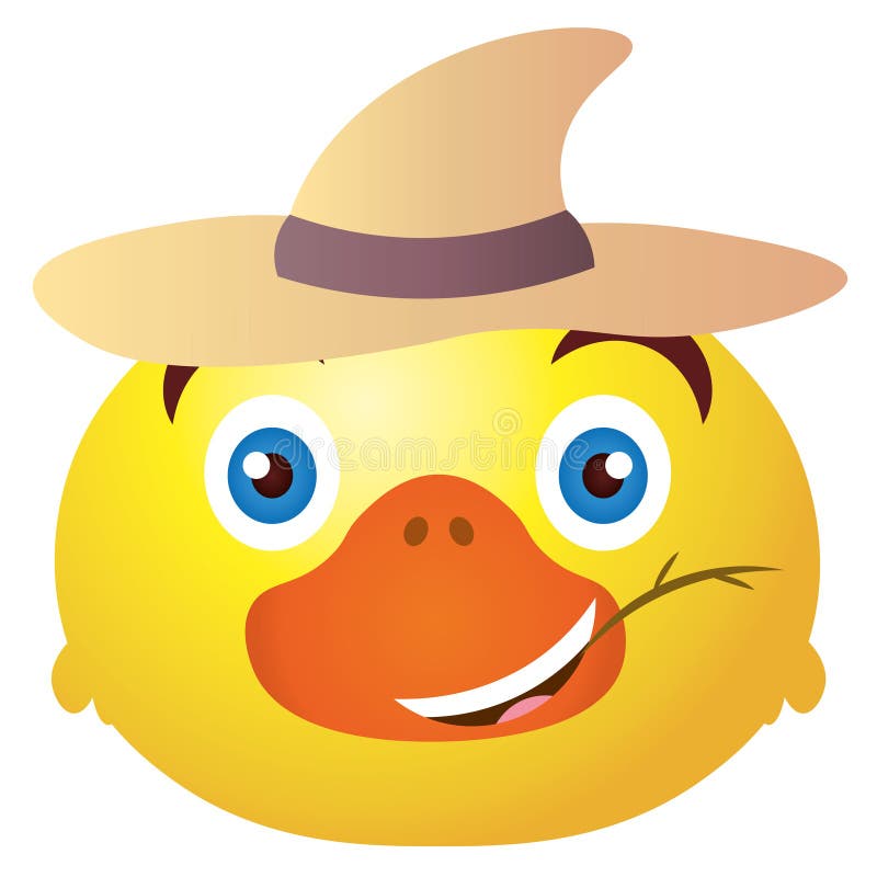 Smiling Duck with Straw Hat. Vector Stock Vector - Illustration of ...