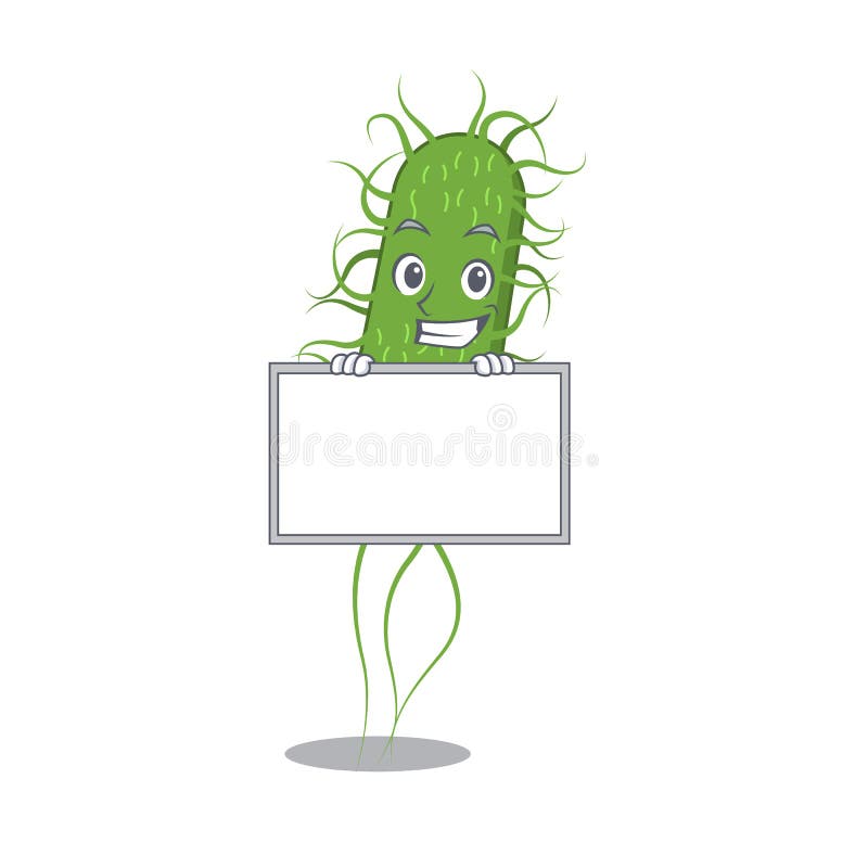 Smiling E.coli Bacteria Cartoon Design Style Has a Board Stock Vector ...
