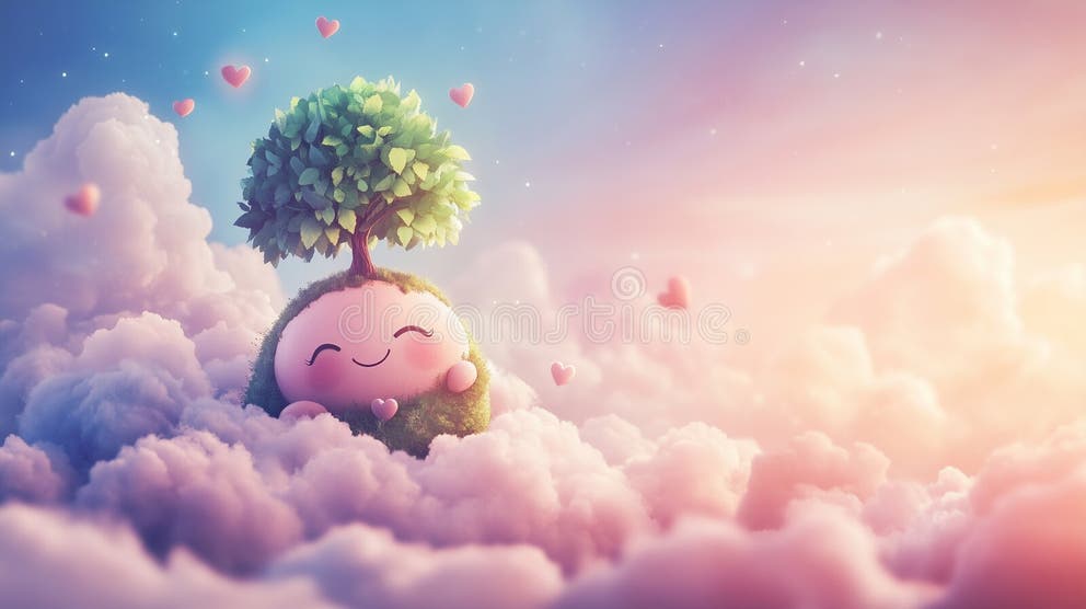 A Smiling Earth Character with a Tiny Tree Sapling, Surrounded by ...