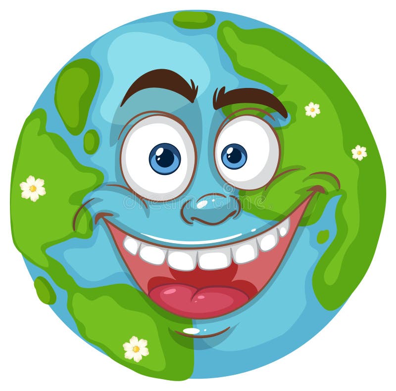 Smiling Earth with flowers stock vector. Illustration of smile - 326073335