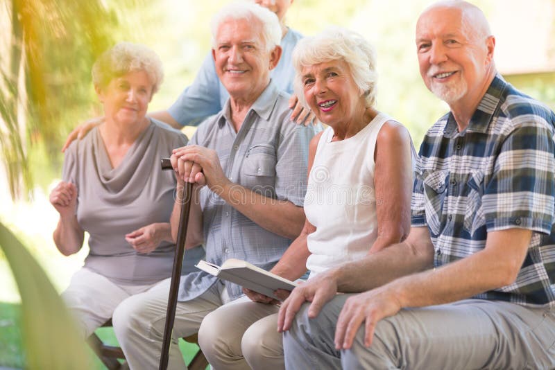 Elderly People Working Together On Computer Stock Image Image Of