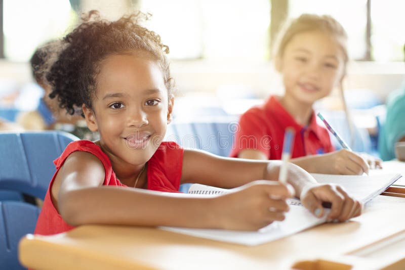Elementary School Kids in Classroom Stock Image - Image of black, child ...
