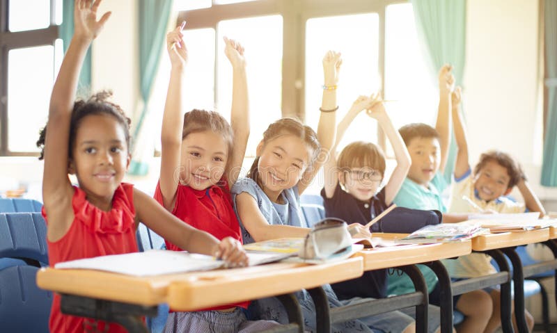 Elementary School Kids in Classroom Stock Image - Image of learning ...