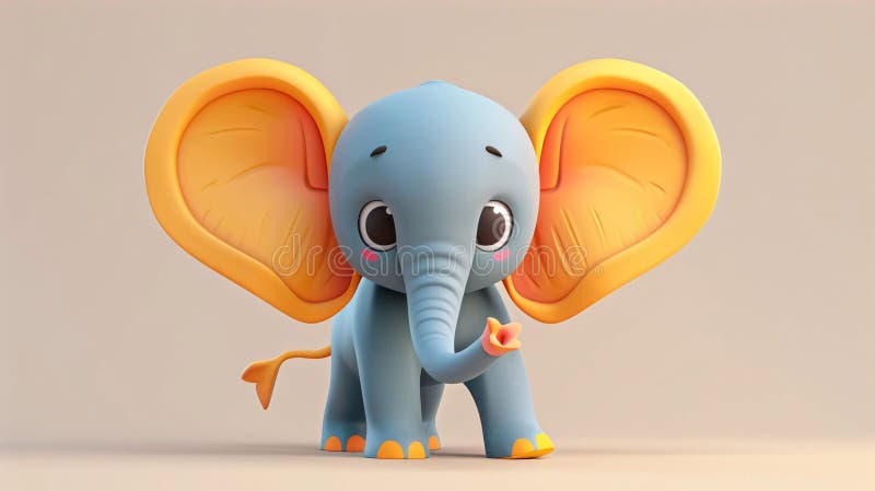 Smiling Elephant with Long Trunk and Big Ears Stock Illustration ...