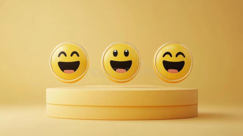 Smiling Emojis on a Yellow Podium - a Representation of Joy and ...